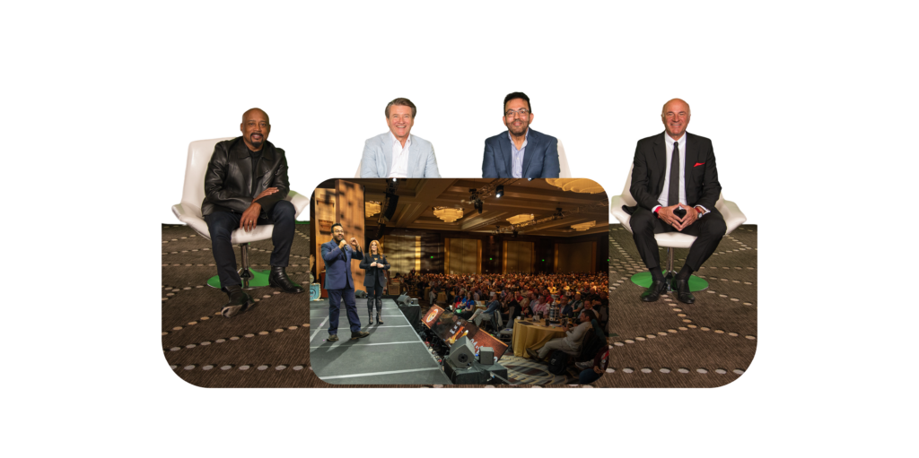 Direct iT President and CEO David Javaheri presenting on the same stage as the 'Sharks' to an ...